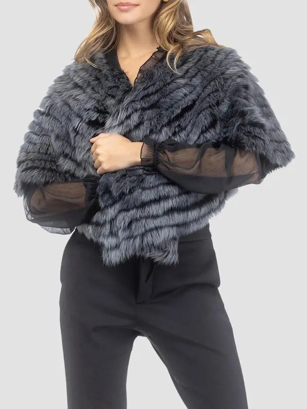 Gorski Toscana Shearling Lamb Layered Capelet - Black