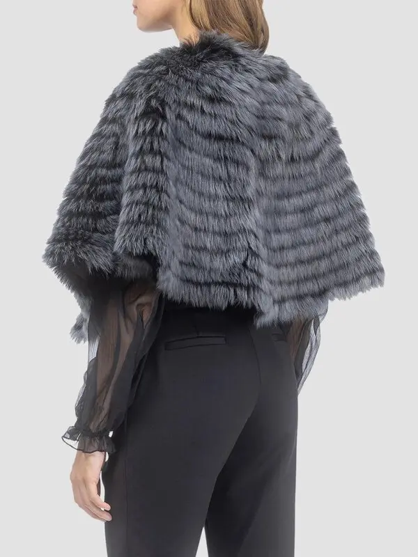 Gorski Toscana Shearling Lamb Layered Capelet - Black