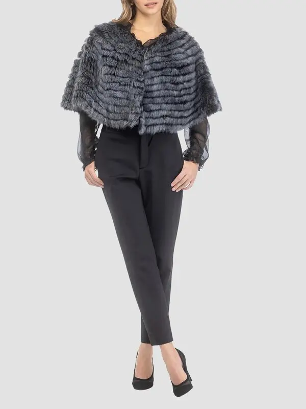 Gorski Toscana Shearling Lamb Layered Capelet - Black