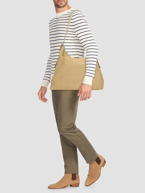 LEMAIRE Belted Suede Hobo Bag - Biscuit