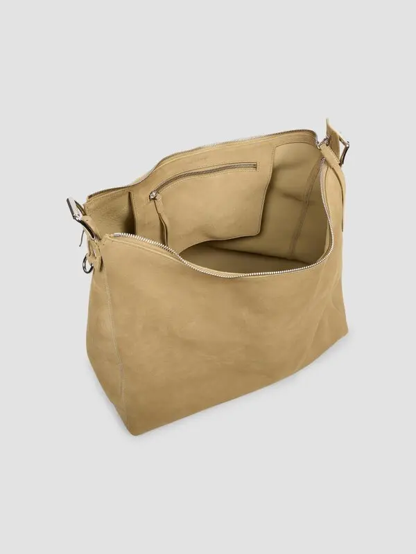 LEMAIRE Belted Suede Hobo Bag - Biscuit