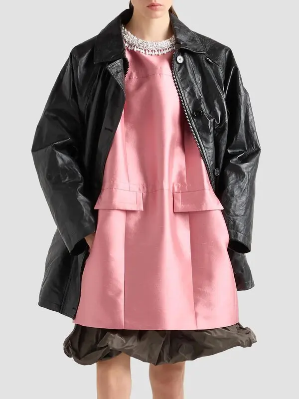Prada Embroidered Double Shantung Dress - Pink