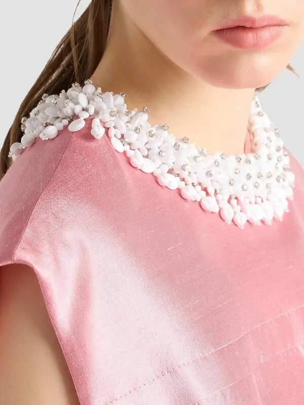 Prada Embroidered Double Shantung Dress - Pink