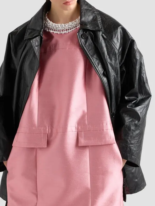 Prada Embroidered Double Shantung Dress - Pink