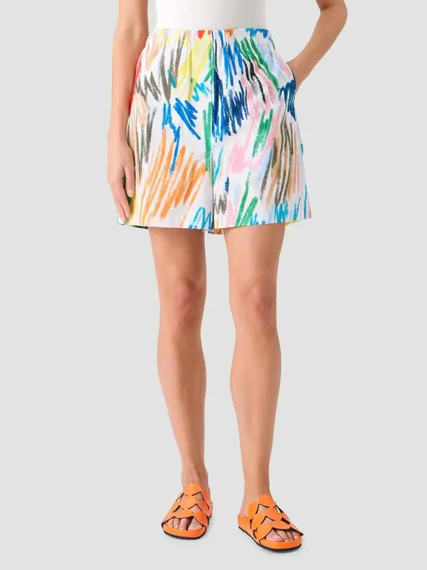 Akris Frey Abstract Poplin Elasticized Shorts
