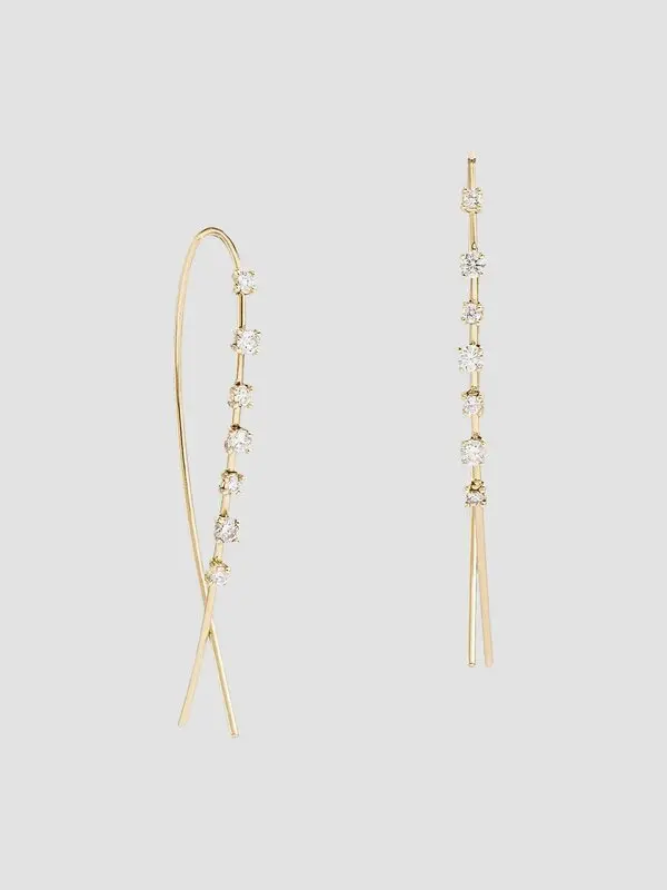 Lana Jewelry 14k Gold & Diamond Narrow Upside Down Hoops - Yellow