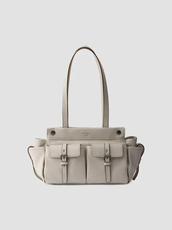 Prada Route Medium Leather Tote Bag - Beige Khaki