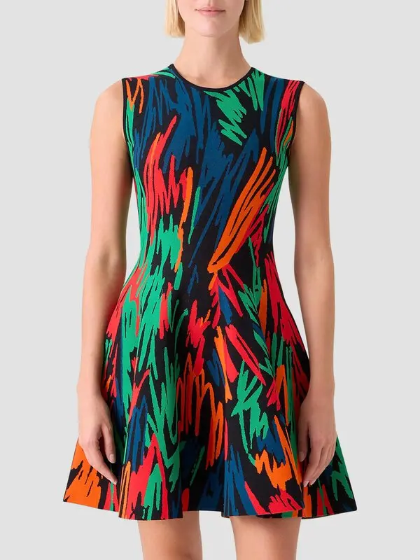 Akris Scribble Jacquard Sleeveless Minidress