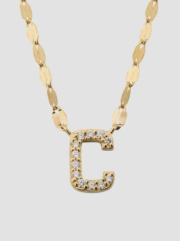 Lana Jewelry 14k Yellow Gold & 0.06 Tcw Diamond Initial Pendant Necklace - Initial C