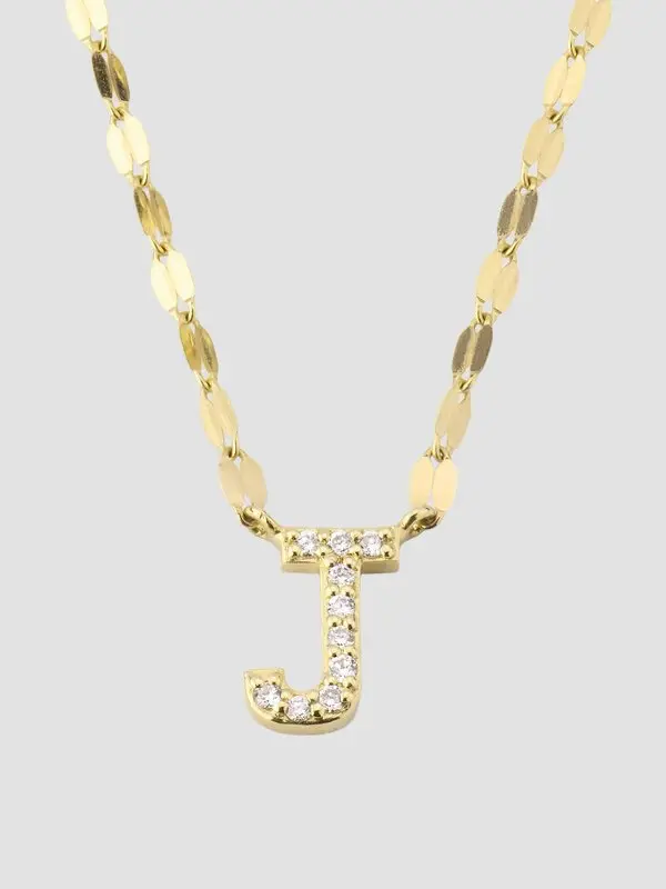 Lana Jewelry 14k Yellow Gold & 0.06 Tcw Diamond Initial Pendant Necklace - Initial J