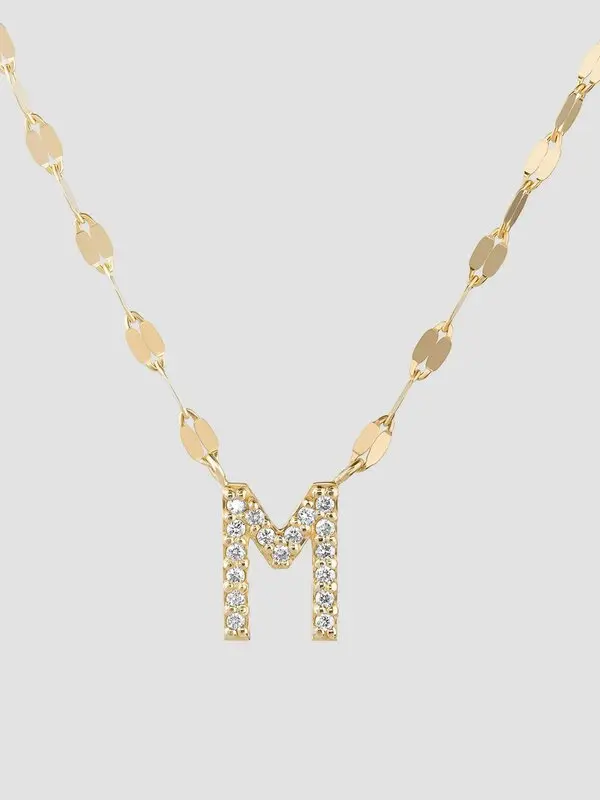 Lana Jewelry 14k Yellow Gold & 0.06 Tcw Diamond Initial Pendant Necklace - Initial M