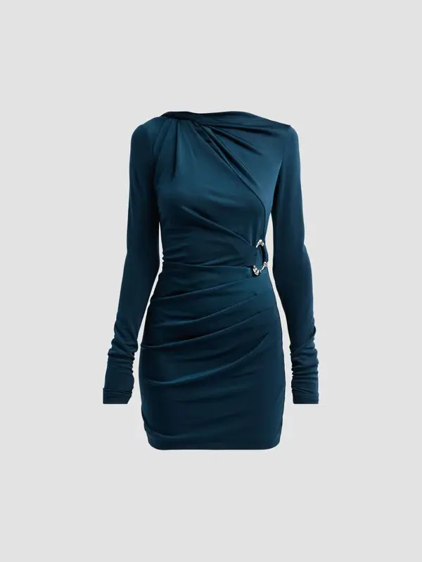 Rebecca Vallance Kiana Gathered Stretch Jersey Mini Dress - Teal