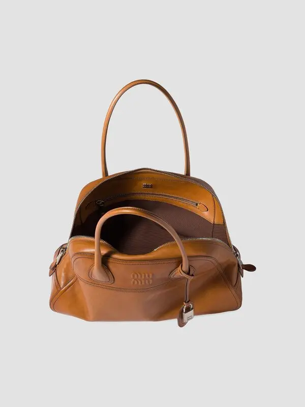 Miu Miu Vivant Leather Shoulder Bag - Brown