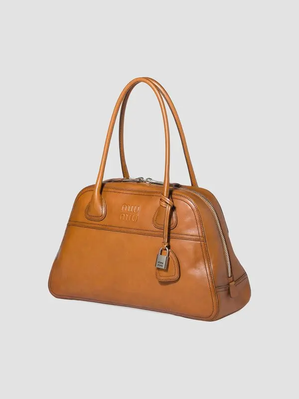 Miu Miu Vivant Leather Shoulder Bag - Brown