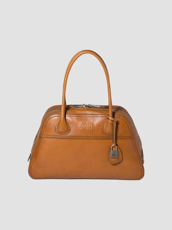 Miu Miu Vivant Leather Shoulder Bag - Brown
