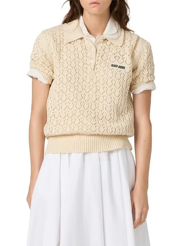Miu Miu Cotton Polo Shirt - Beige