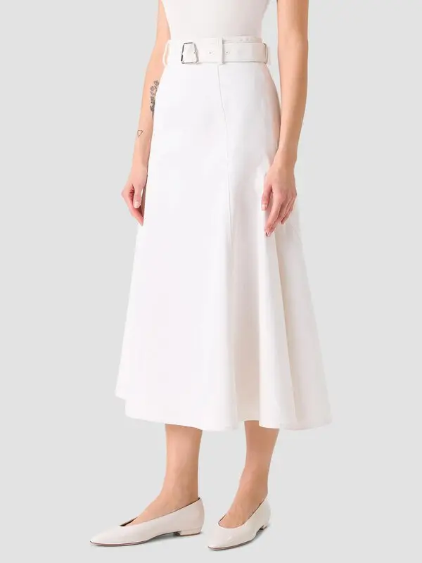 Akris Belted Denim A-line Midi-skirt