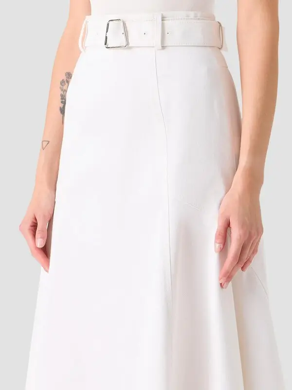Akris Belted Denim A-line Midi-skirt