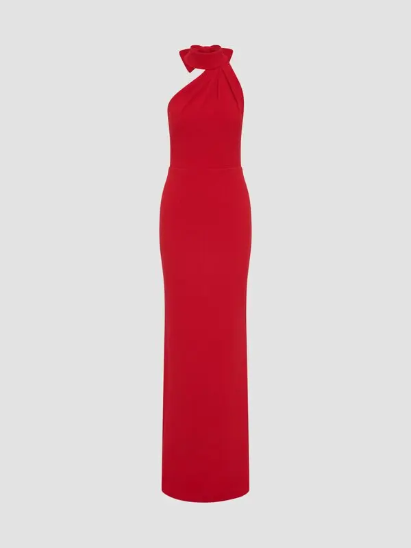 Rebecca Vallance Raziel Crepe Column Gown - Red