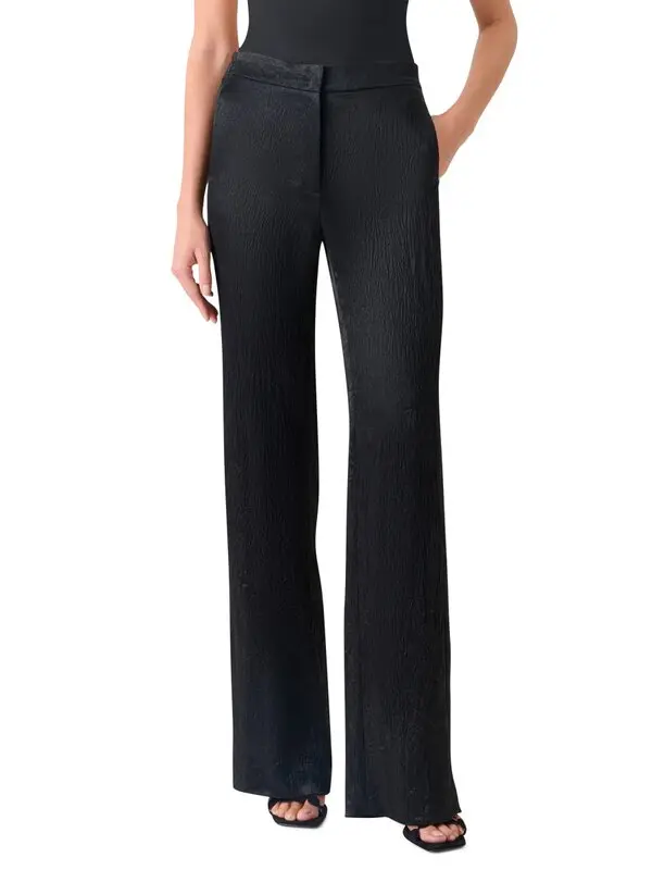 Akris Marla Crinkled Satin Mid-rise Straight-leg Pants