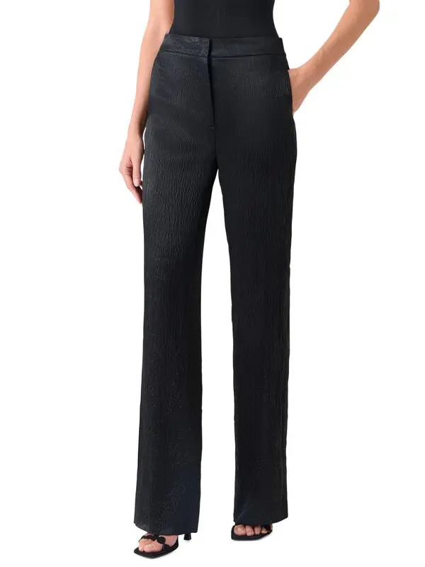 Akris Marla Crinkled Satin Mid-rise Straight-leg Pants