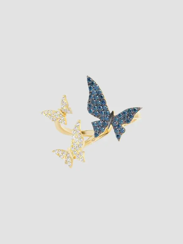 Lana Jewelry 14k Yellow Gold & 0.48 Tcw Diamond Butterfly Cuff Ring - Yellowgold