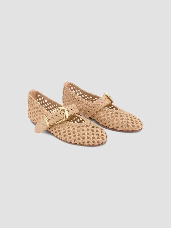 Zimmermann Helix Woven Leather Ballerina Flats