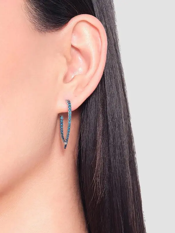 Lana Jewelry 14k Gold & 1.22 Tcw Blue Diamond Inside-out Hoop Earrings