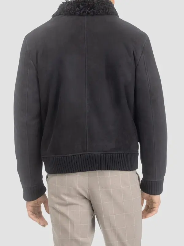 Gorski Suede Shearling Lamb Bomber Jacket