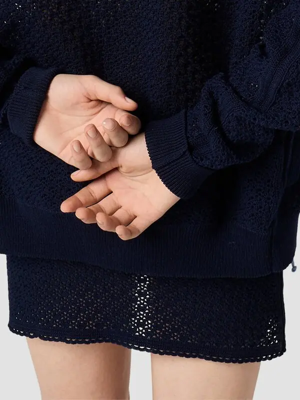 Miu Miu Cotton Crochet And Suede Mini Skirt - Blue