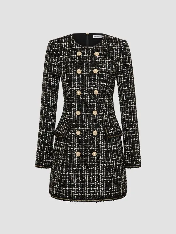Rebecca Vallance Meringue Embellished Tweed Blazer Mini Dress - Black