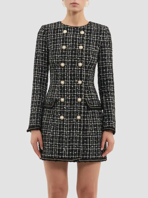 Rebecca Vallance Meringue Embellished Tweed Blazer Mini Dress