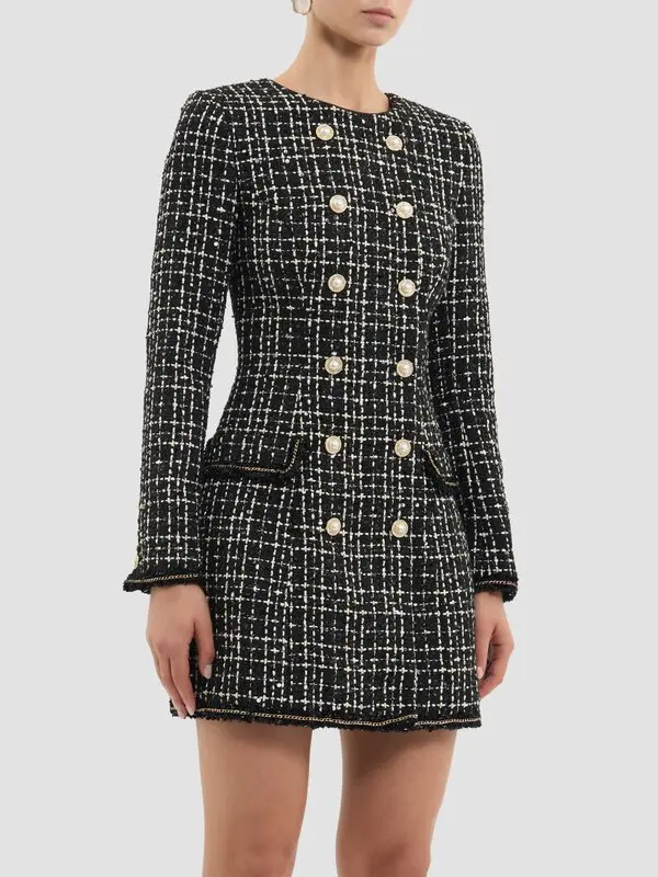 Rebecca Vallance Meringue Embellished Tweed Blazer Mini Dress