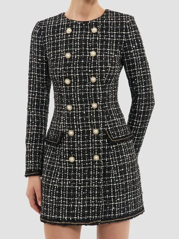 Rebecca Vallance Meringue Embellished Tweed Blazer Mini Dress