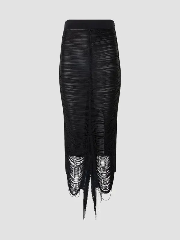 Akris Draped Fringed Silk Midi-skirt - Black