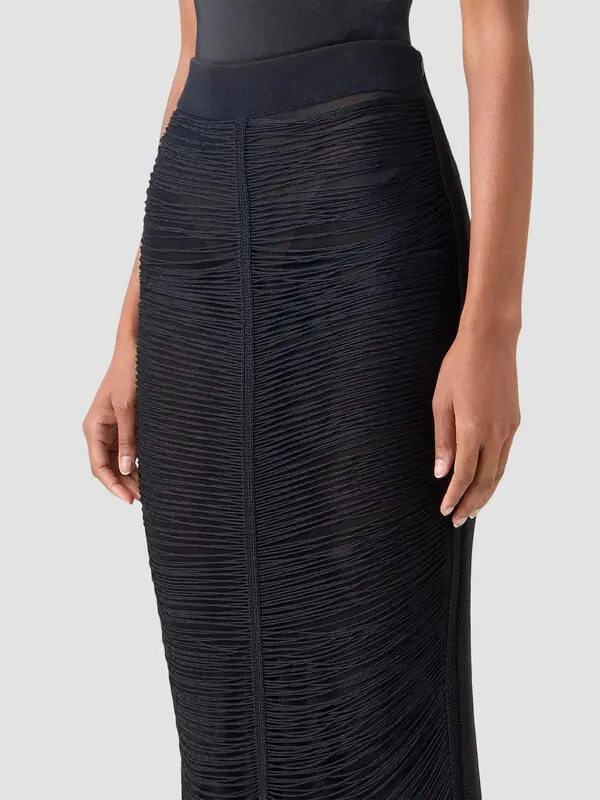 Akris Draped Fringed Silk Midi-skirt