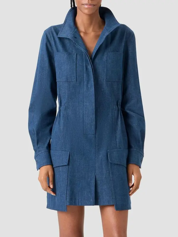Akris Stand Collar Coated Minidress