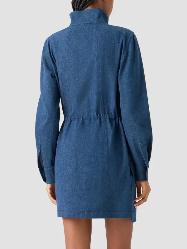 Akris Stand Collar Coated Minidress