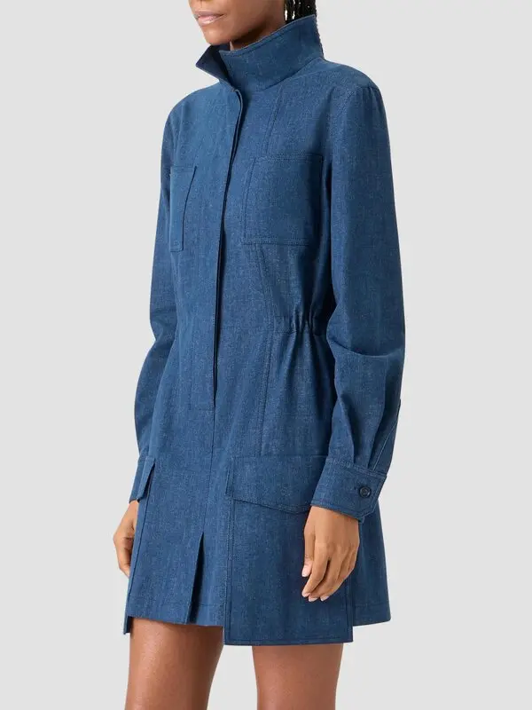 Akris Stand Collar Coated Minidress