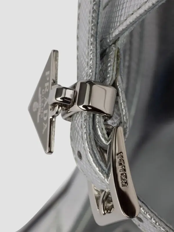 Prada Patent Saffiano Leather Platform Sandals - Silver