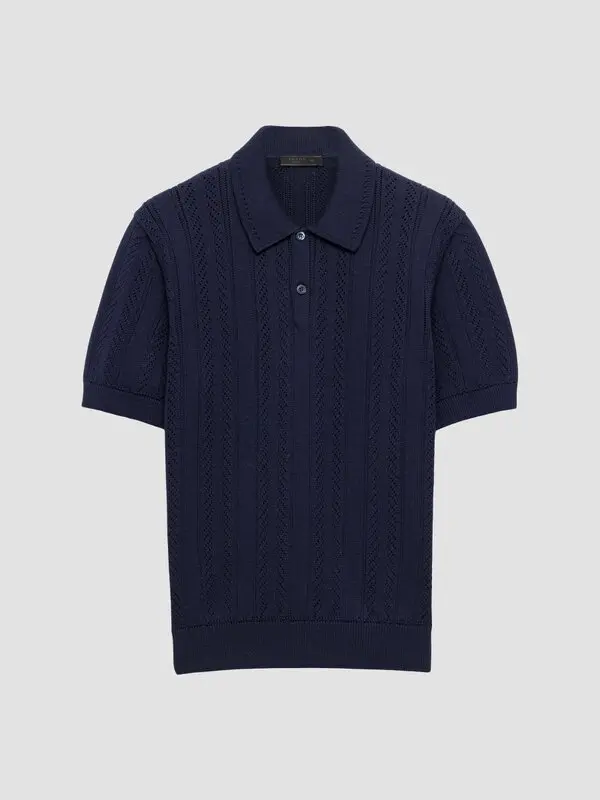 Prada Short-sleeved Openwork Cotton Polo Shirt