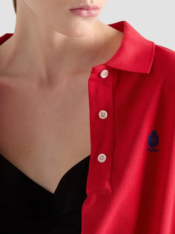 Prada Long-sleeved Cotton Pique Polo Shirt
