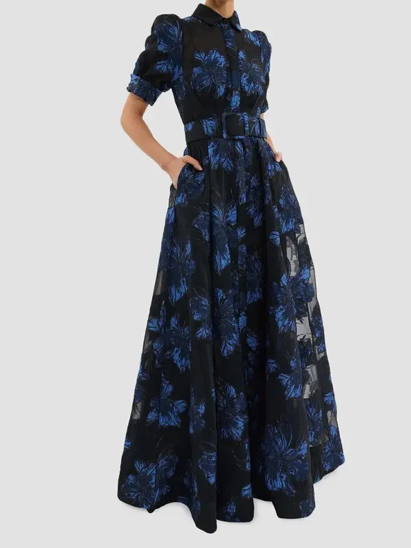 Rebecca Vallance Alexandra Floral Brocade Shirt Gown