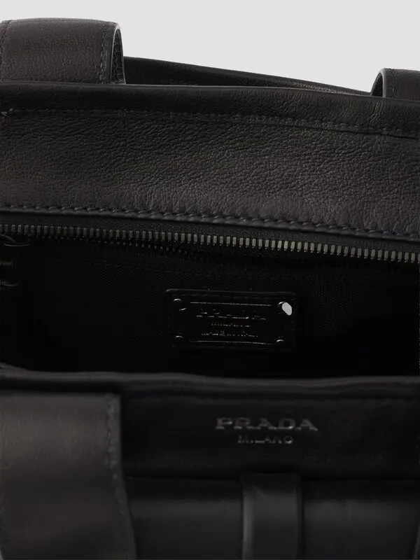 Prada Route Leather Tote Bag - Black