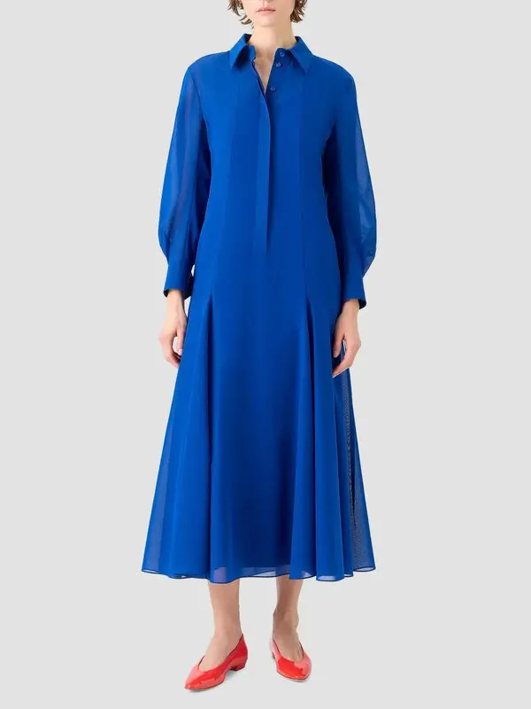 Akris Cotton Voile Back Drawstring Shirtdress