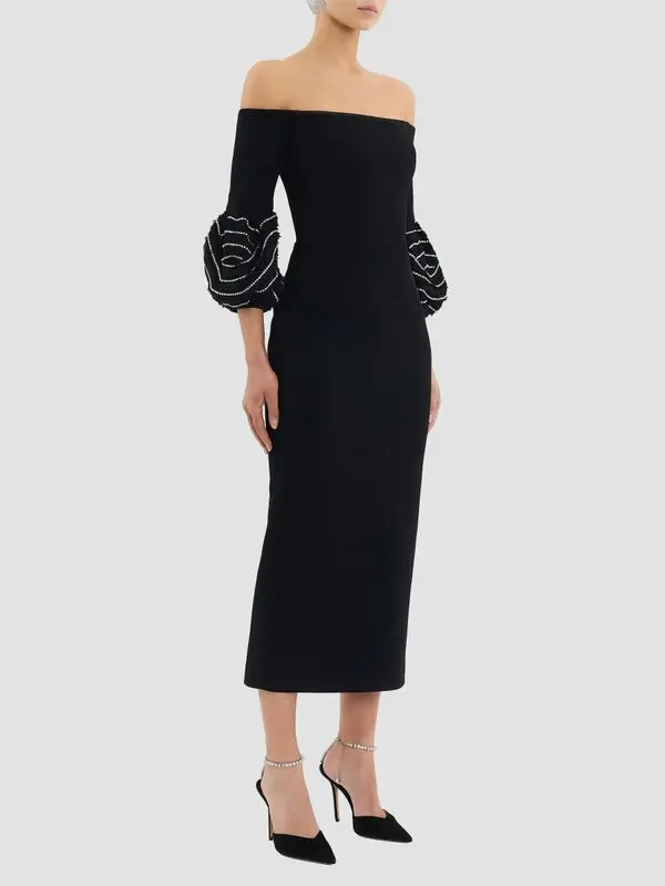 Rebecca Vallance Bellatrix Embellished Off-the-shoulder Midi-dress