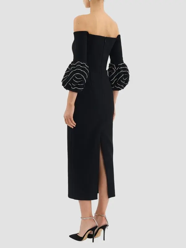 Rebecca Vallance Bellatrix Embellished Off-the-shoulder Midi-dress