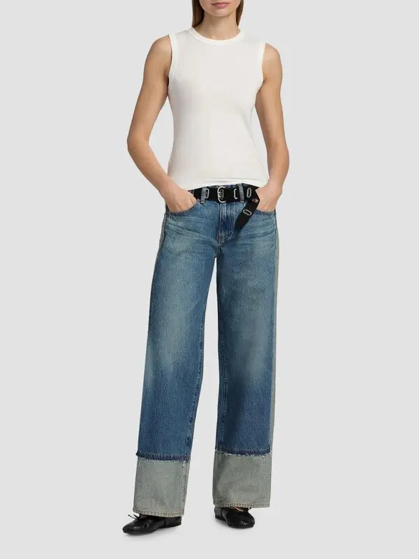 Ag Adria Spliced Colorblocked Low-rise Wide-leg Jeans