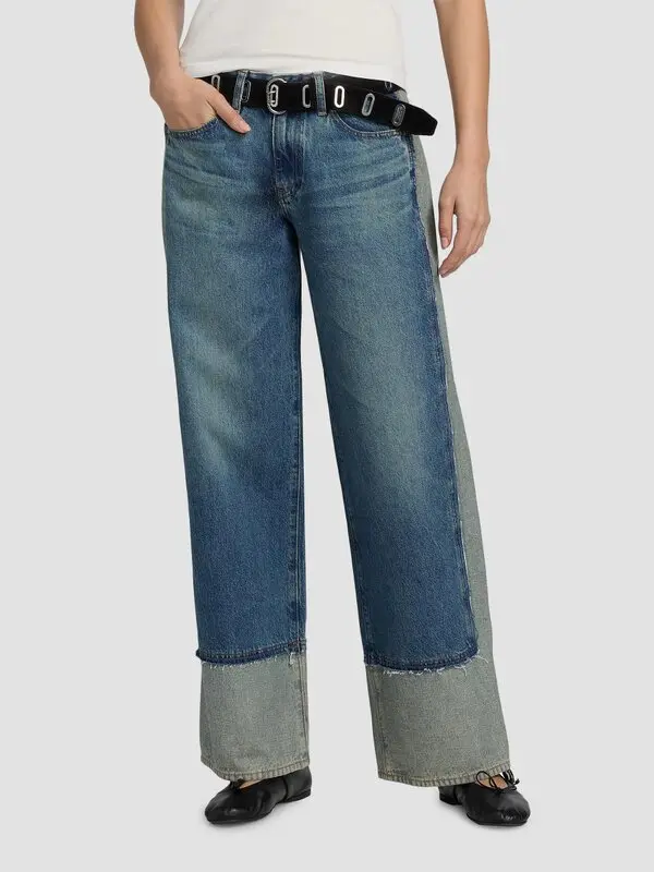 Ag Adria Spliced Colorblocked Low-rise Wide-leg Jeans