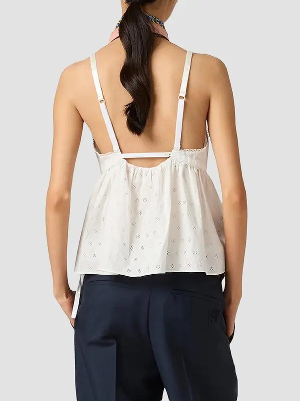Miu Miu Slubbed Eyelet Poplin Top